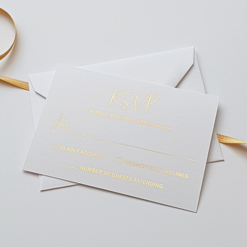 Gold Foil Clear Acrylic RSVP Card • Custom Wedding Response Insert ...