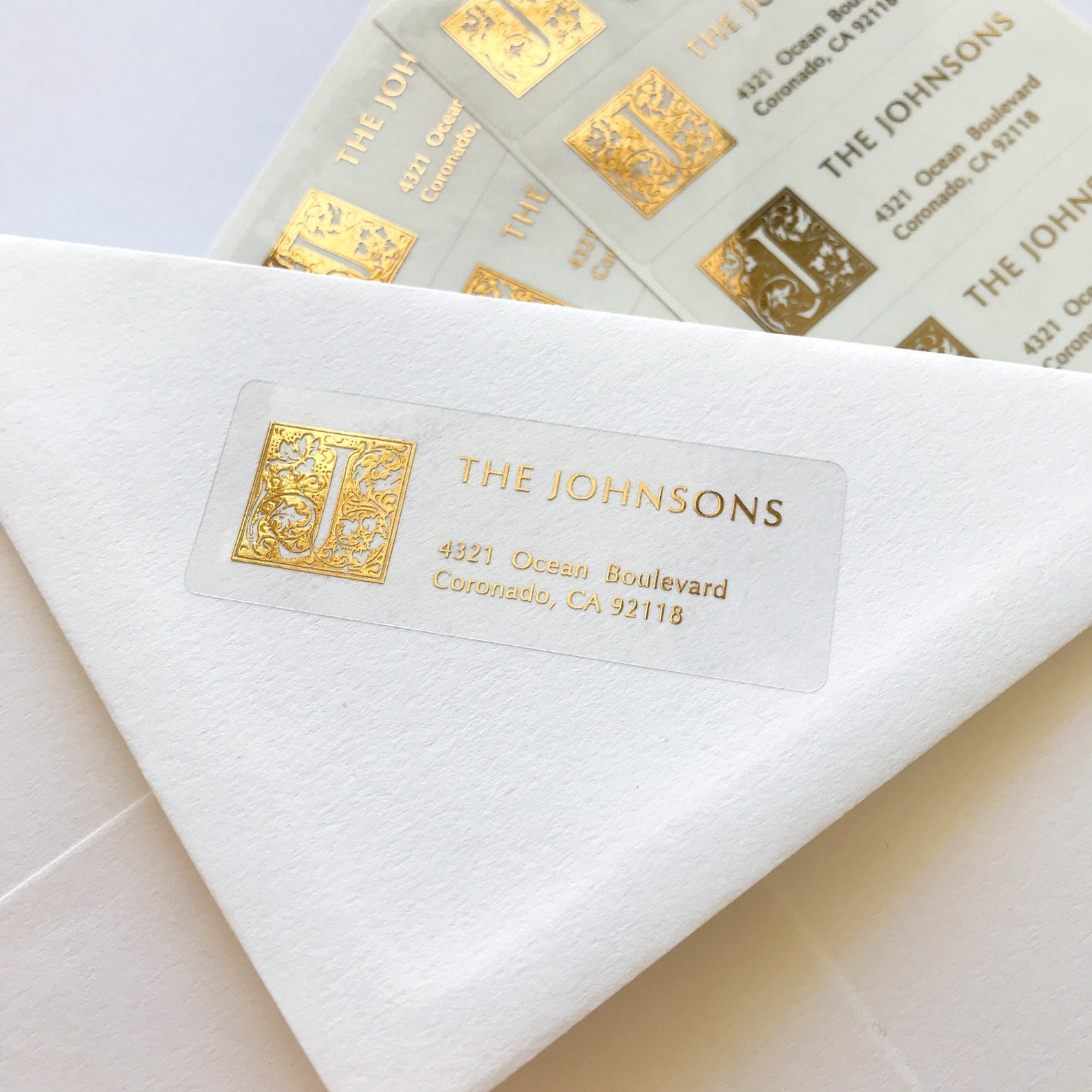 Gold Foil Return Address Label Custom Sticker Initial Family - Etsy