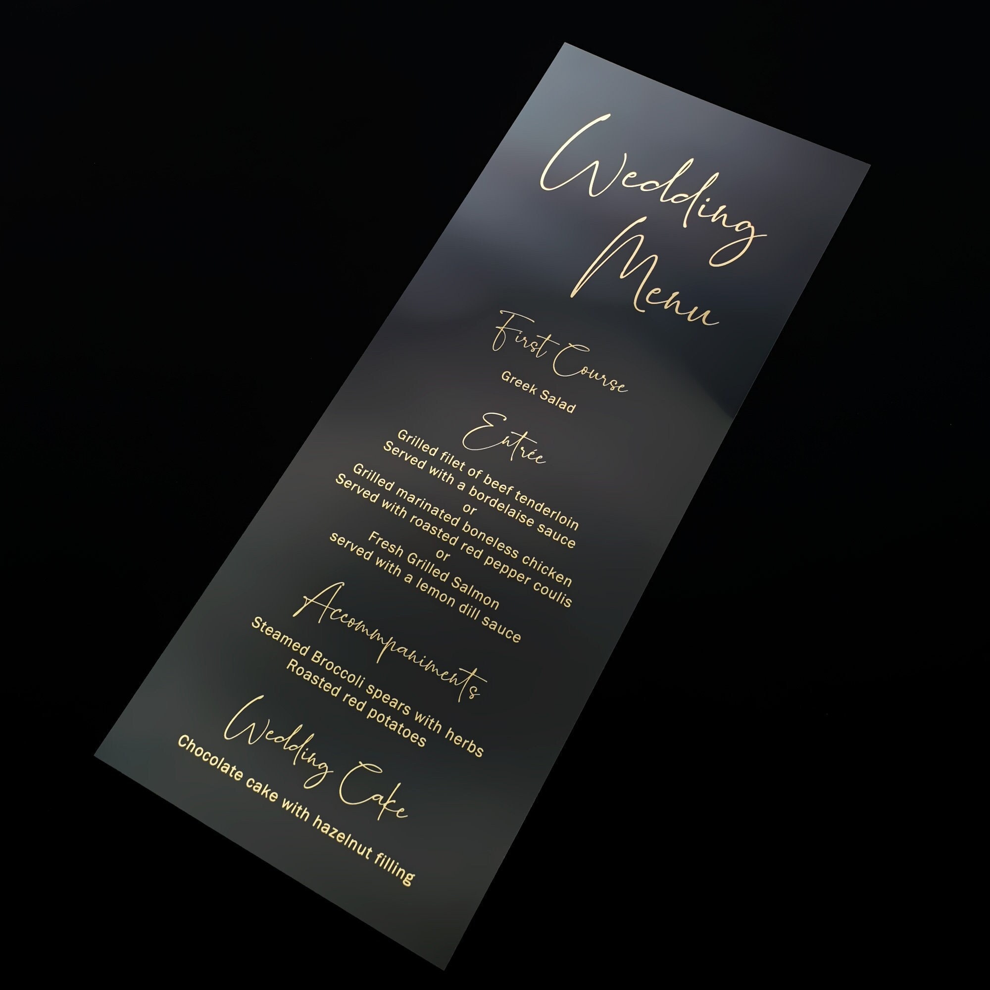 Clear Acrylic Wedding Menus – Custom Minimalist Gold Foil, Rose Gold or ...