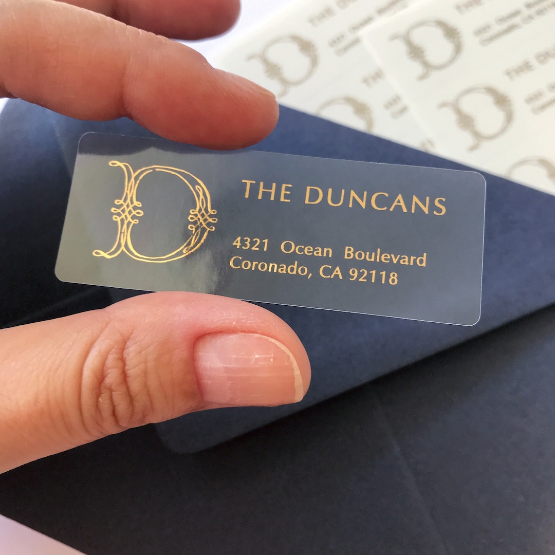 Custom Return Address Label, Gold Foil Personalized Sticker, Family ...