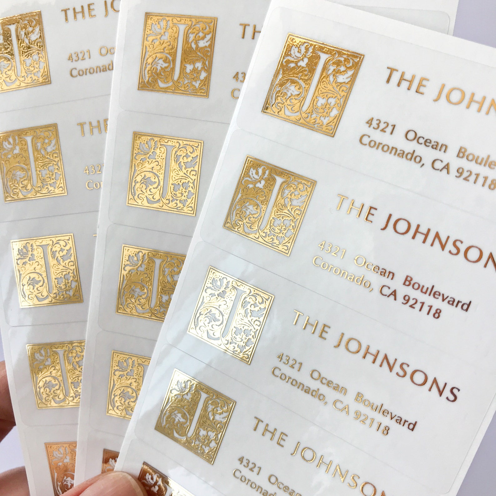 Gold Foil Return Address Label Custom Sticker Initial Family - Etsy