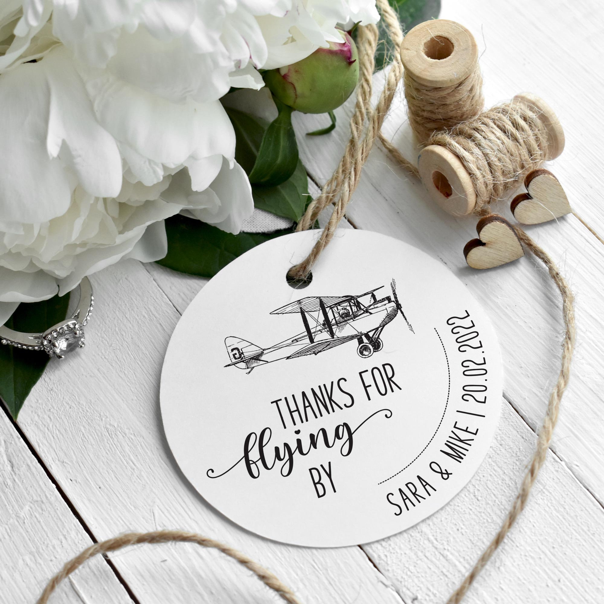 Thanks for Flying by Wedding Favor Tag Personalized Airplane | Etsy