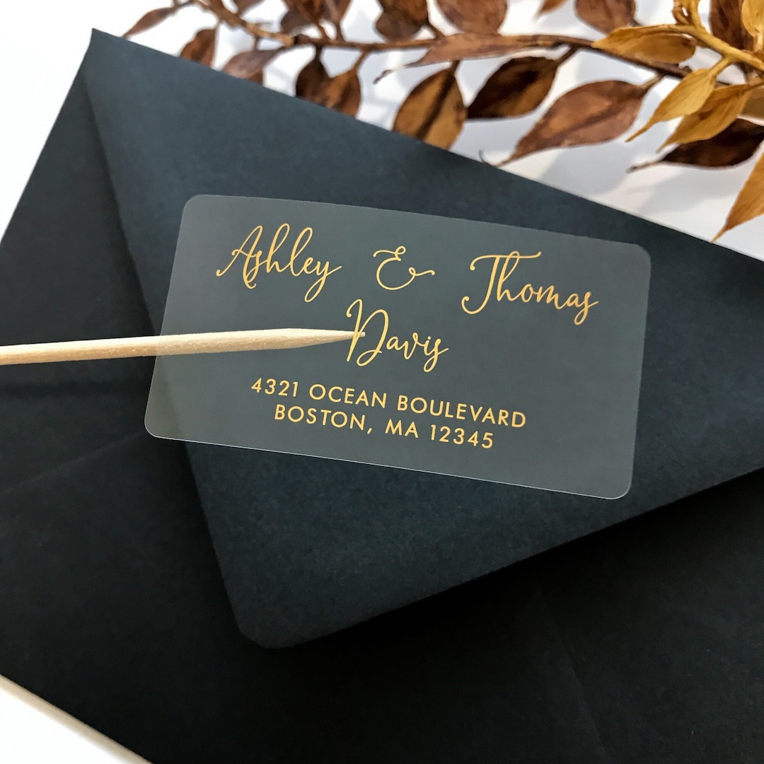 Gold Foil Return Address Label, Custom Clear Personalized Sticker ...