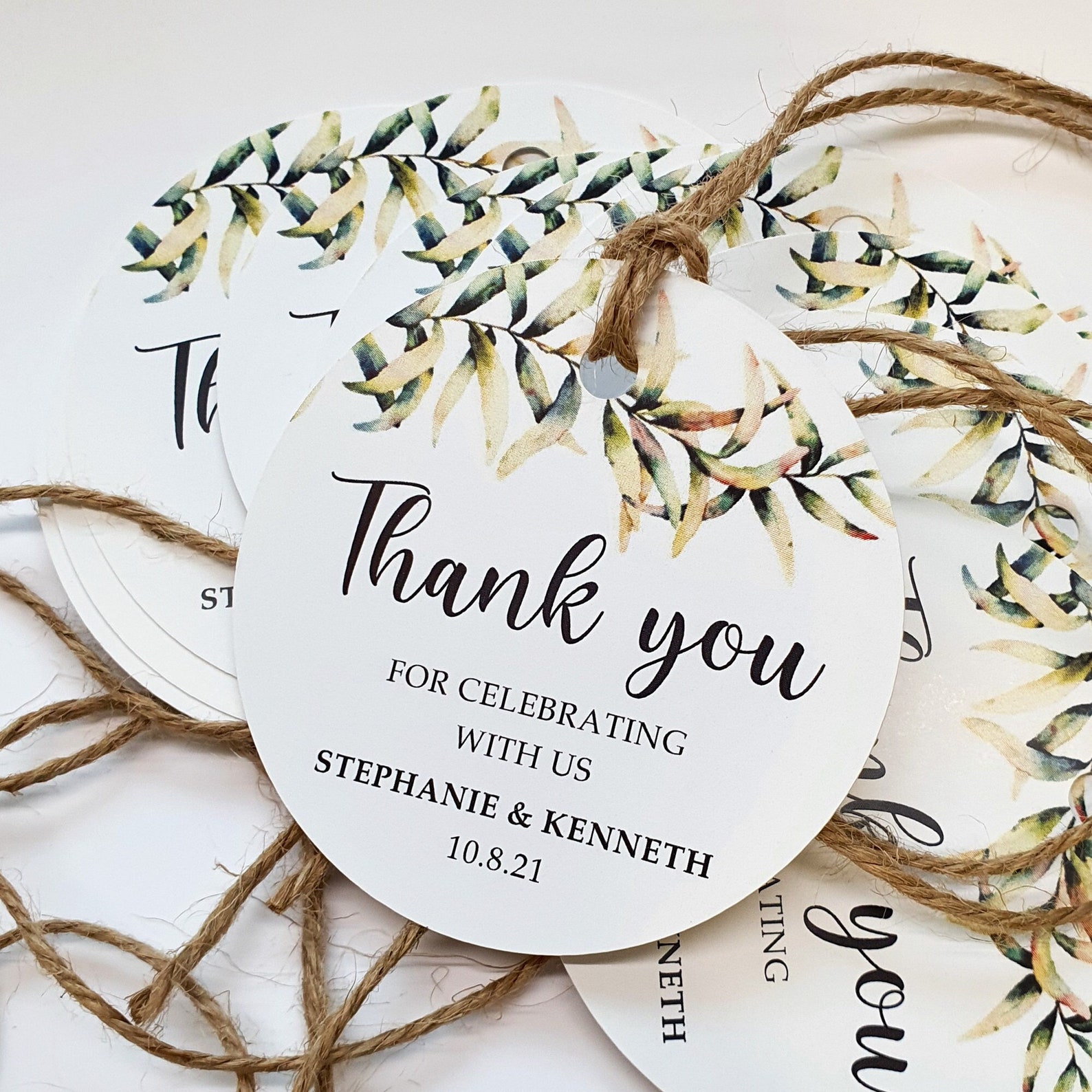 Greenery Wedding Favor Tag Personalized Floral Thank You Tag - Etsy