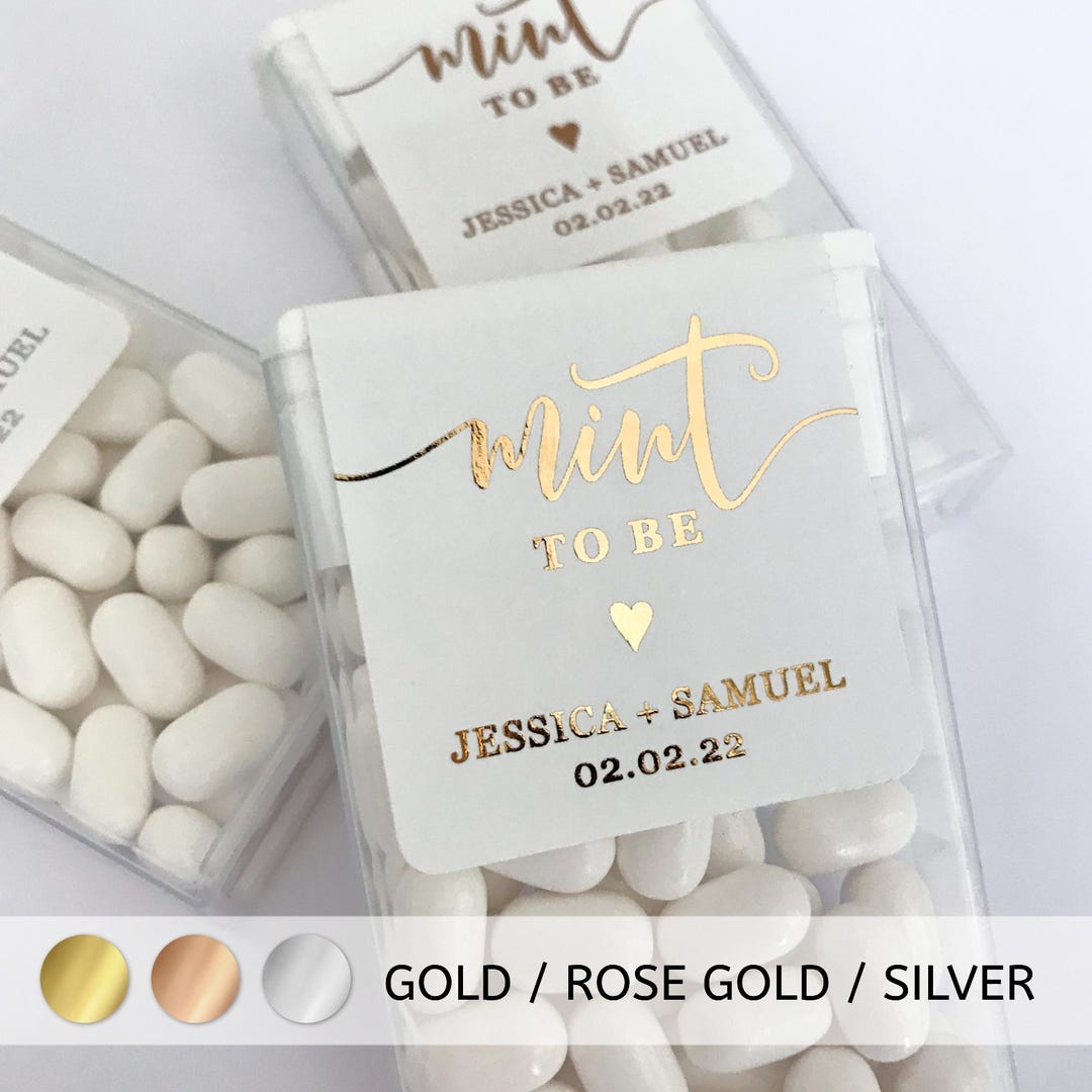 Mint to Be Wedding Favor Stickers • Gold Foil Personalized Labels ...