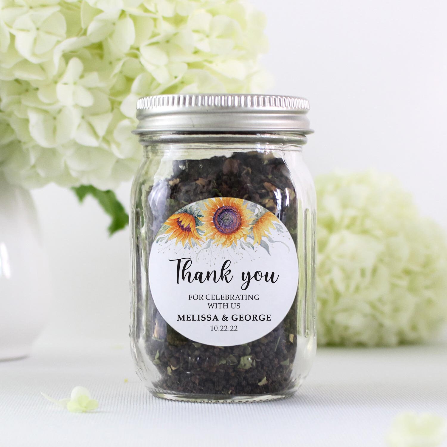 Sunflowers Wedding Favor Sticker Watercolor Sunflowers Label - Etsy