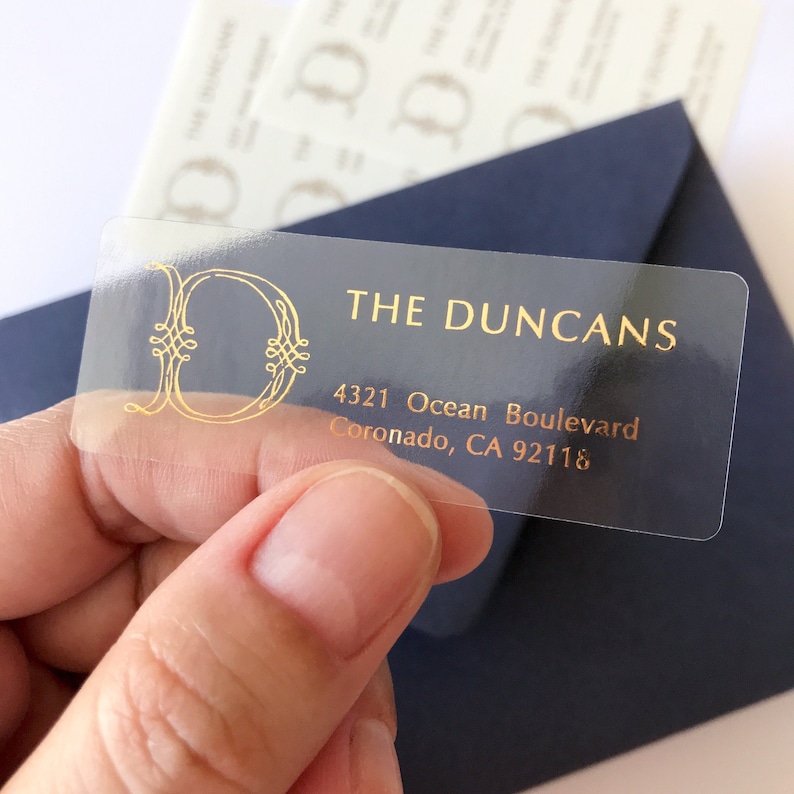 Victorian Monogram Foil Address Labels | Vintage Clear Return Stickers ...