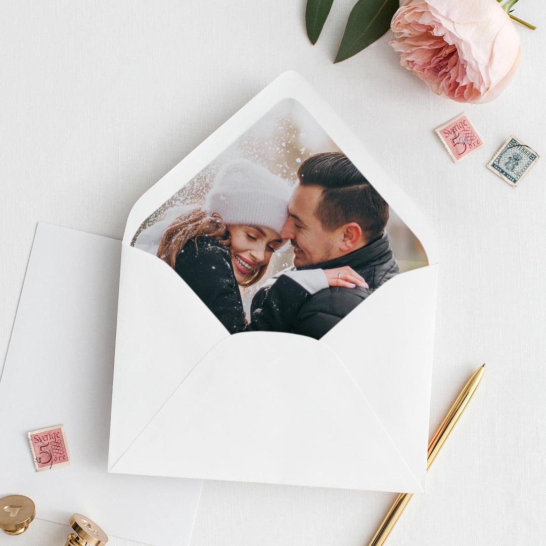 Personalized Wedding Envelope With Photo Liner. Romantic Invitation ...