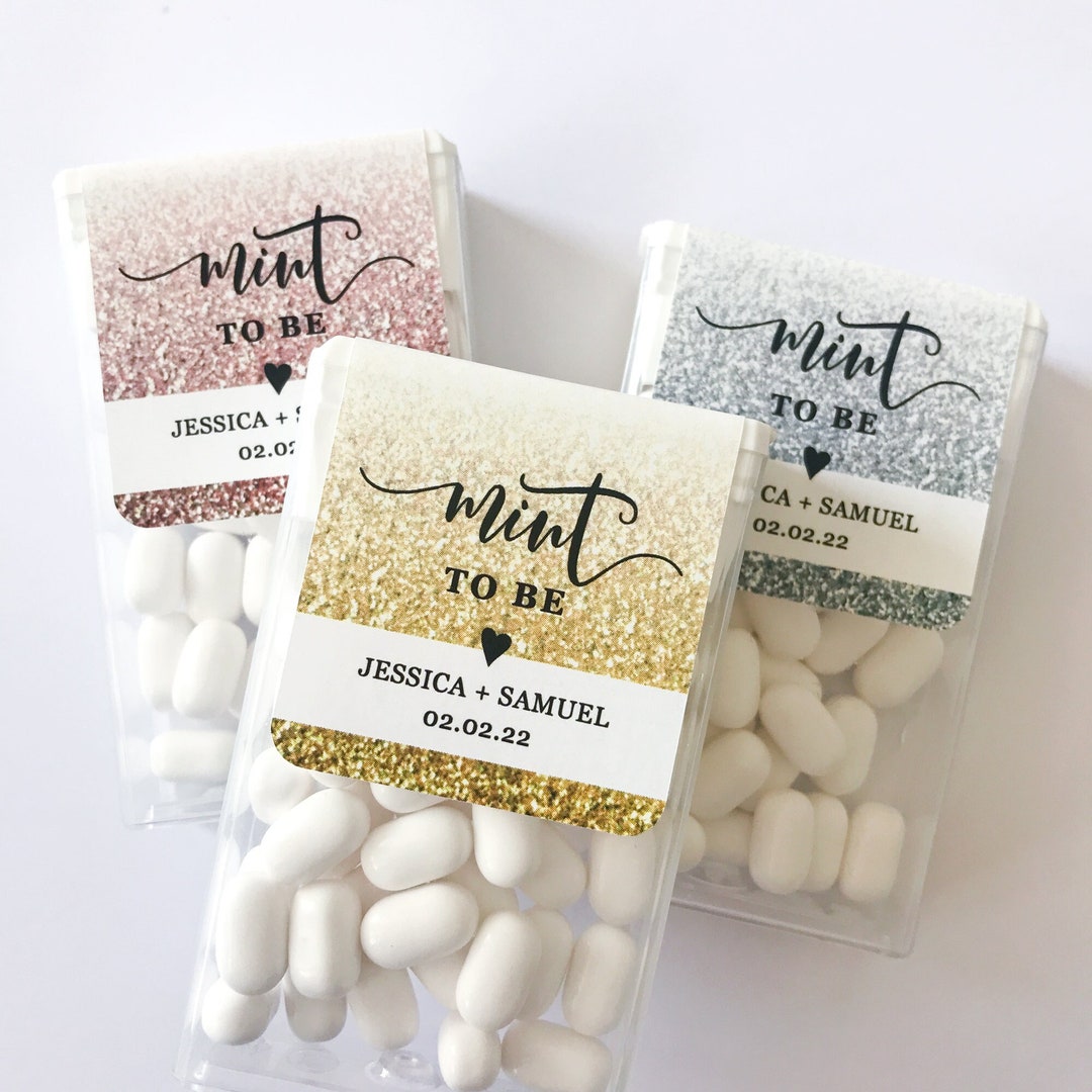 Gold Glitter Print Mint to Be Wedding Favor Sticker, Bridal Shower or ...