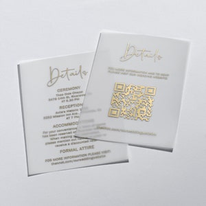 Gold Foiled Custom Wedding Details Card, Guest Information Insert ...