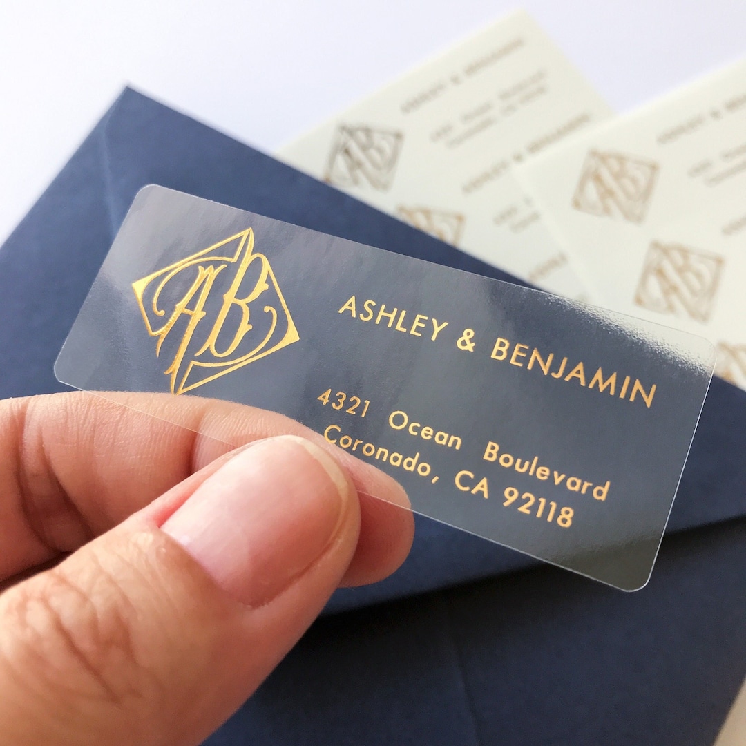Gold Foil Return Address Label, Customized Couple Names Letters ...