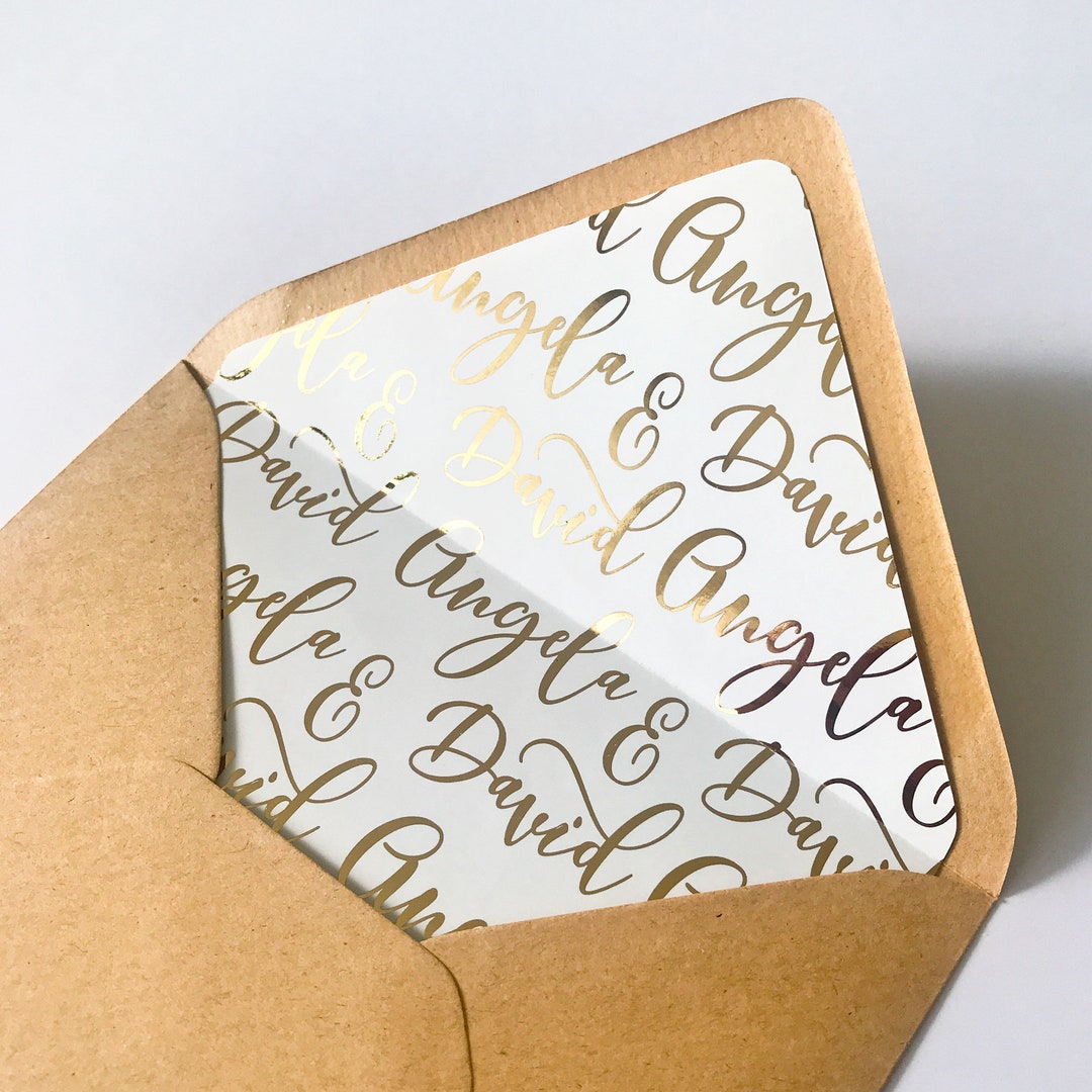 Custom Gold Foiled Wedding Envelope Liner. Personalized Luxury ...