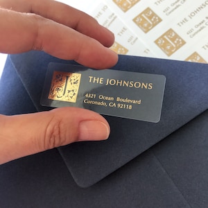 Gold Foil Return Address Label, Custom Sticker, Family Name Initial ...