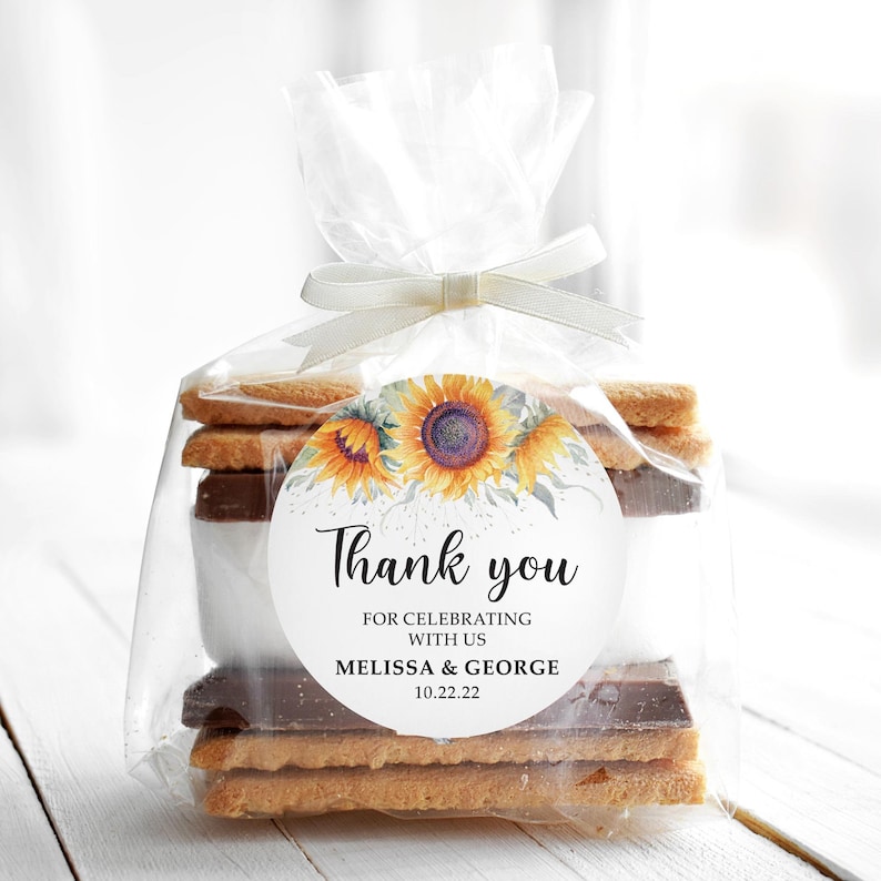 Sunflowers Wedding Favor Sticker Watercolor Sunflowers Label - Etsy