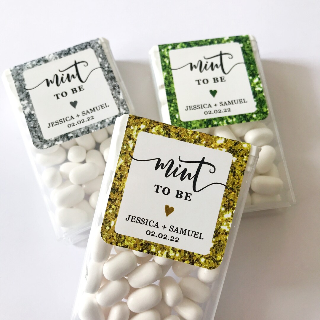 Gold Glitter Effect Mint to Be Wedding Favor Sticker, Engagement Party ...