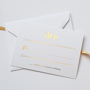 Vellum RSVP Card With Gold Foil, Modern Handwritten Script. Wedding Invitation Insert & Envelope ...