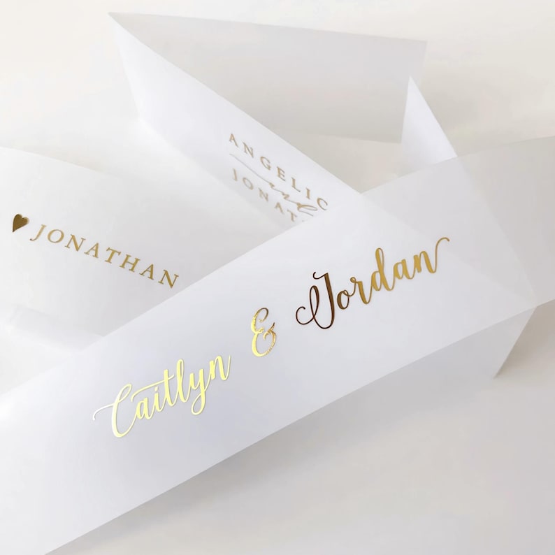 Custom Fonts Vellum Belly Bands for Wedding Invitations • Gold, Rose ...