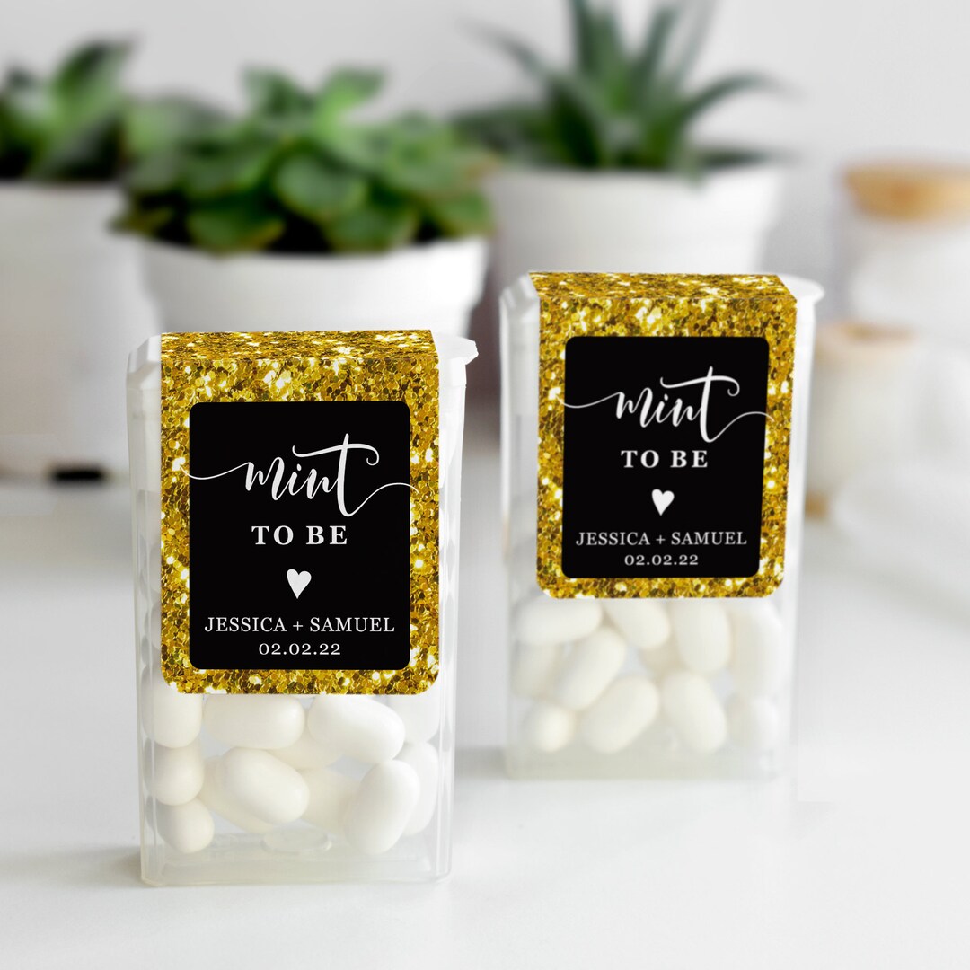 Gold Glitter Effect Mint to Be Wedding Favor Sticker. Stylish Candy ...
