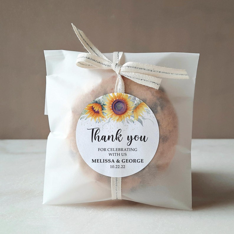 Sunflowers Wedding Favor Sticker Watercolor Sunflowers Label - Etsy