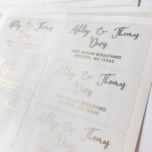 Gold Foil Return Address Label, Custom Clear Personalized Sticker ...