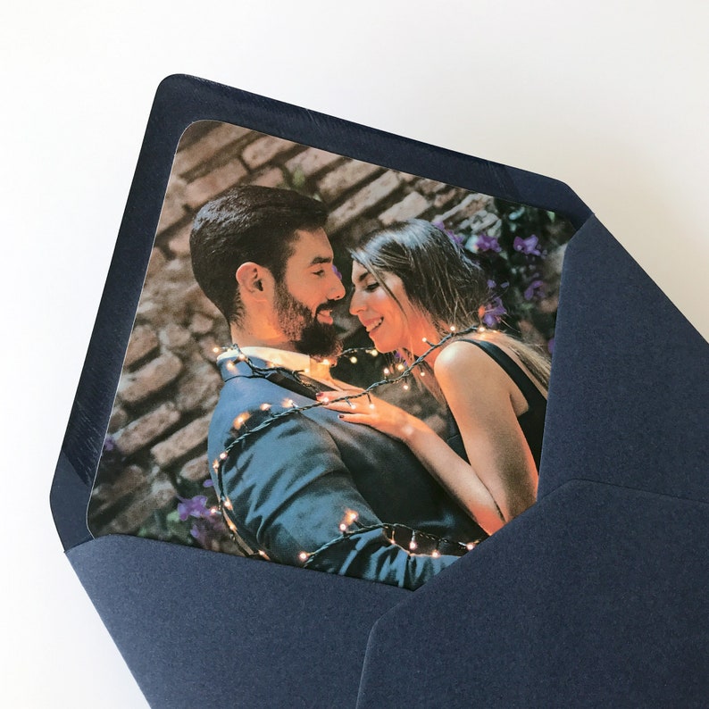Engagement Envelope Liners With Couple's Photo • Custom Save the Date ...