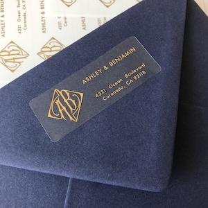 Gold Foil Return Address Label, Customized Couple Names Letters ...