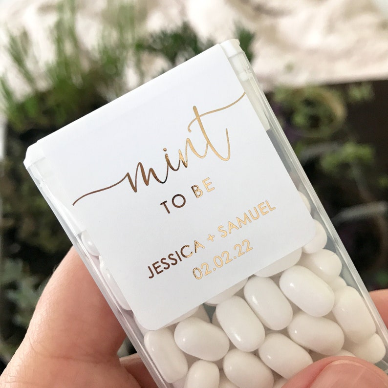 Luxury Gold Foil Mint to Be Wedding Favor Stickers • Custom Labels ...