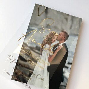 Gold Foil Clear Acrylic Wedding Photo Invitation • Personalized ...