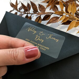 Gold Foil Return Address Label, Custom Clear Personalized Sticker ...