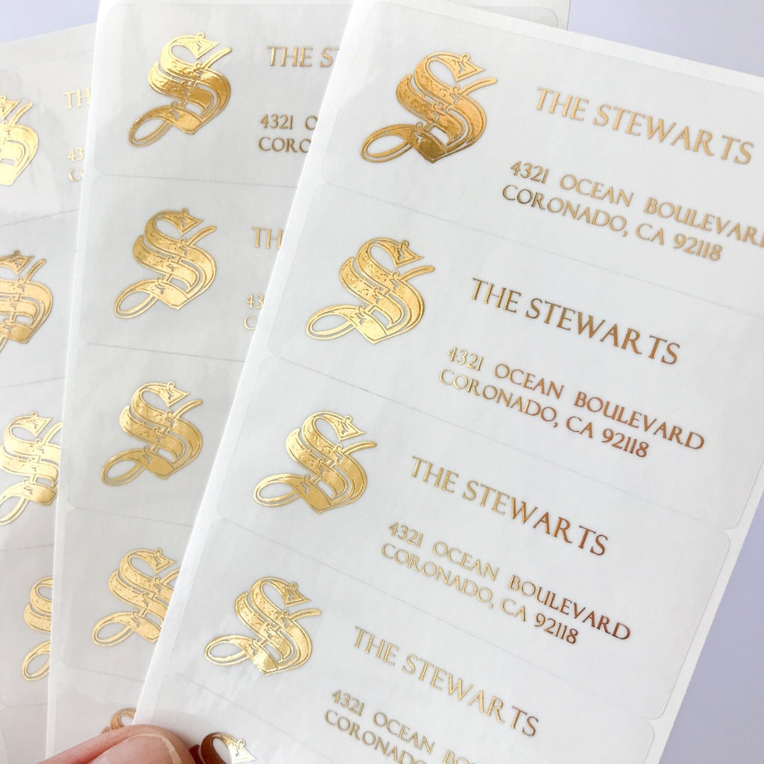 Custom Return Address Label, Gold Foil Personalized Sticker, Family ...