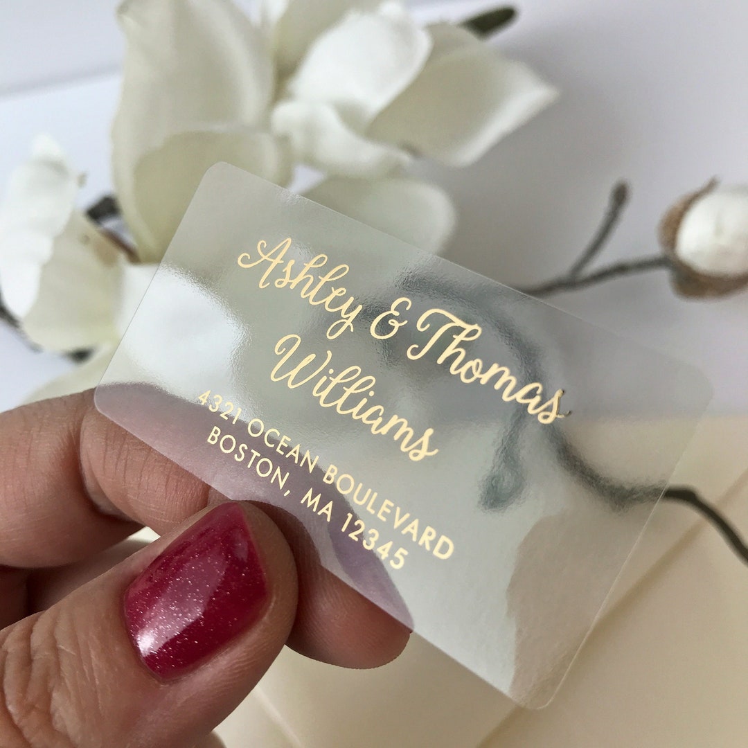 Gold Foil Return Address Label, Custom Clear Personalized Sticker ...