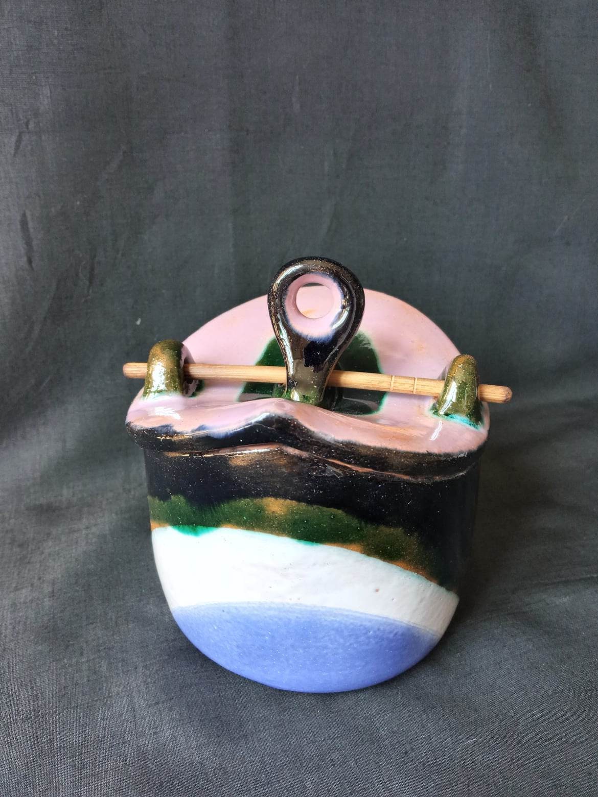 Ceramic Jar Red and Yellow Original Form Clay and Glaze - Etsy