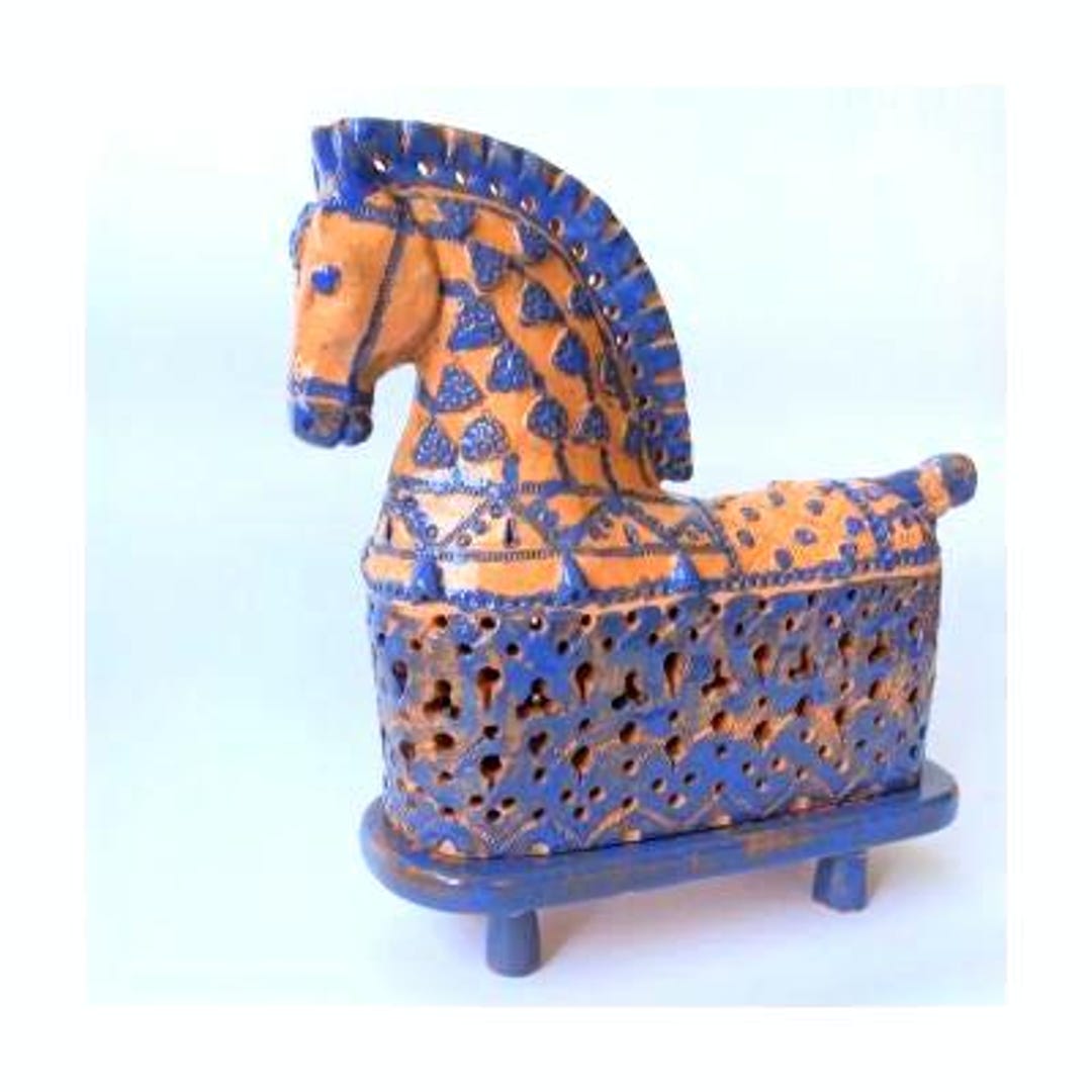 Ceramic Horse Figure, Blue Ceramic Horse, Pottery Ceramic, Horse Figure ...