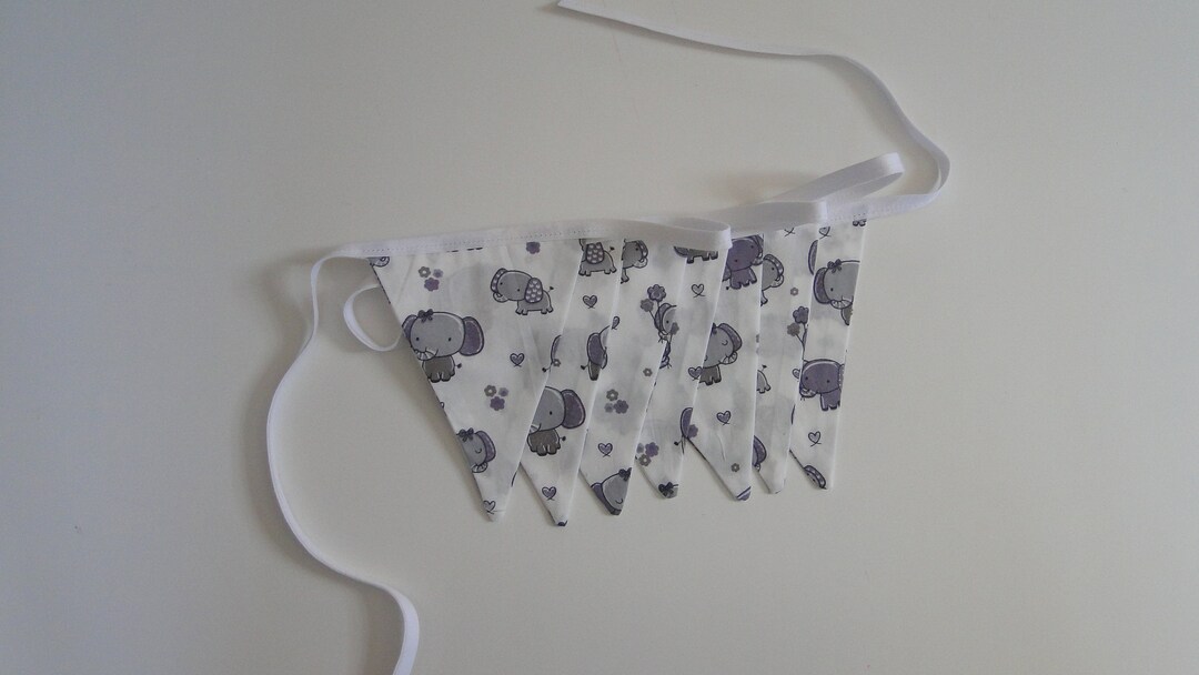 Garland of 7 Gray Elephant Pennants - Etsy