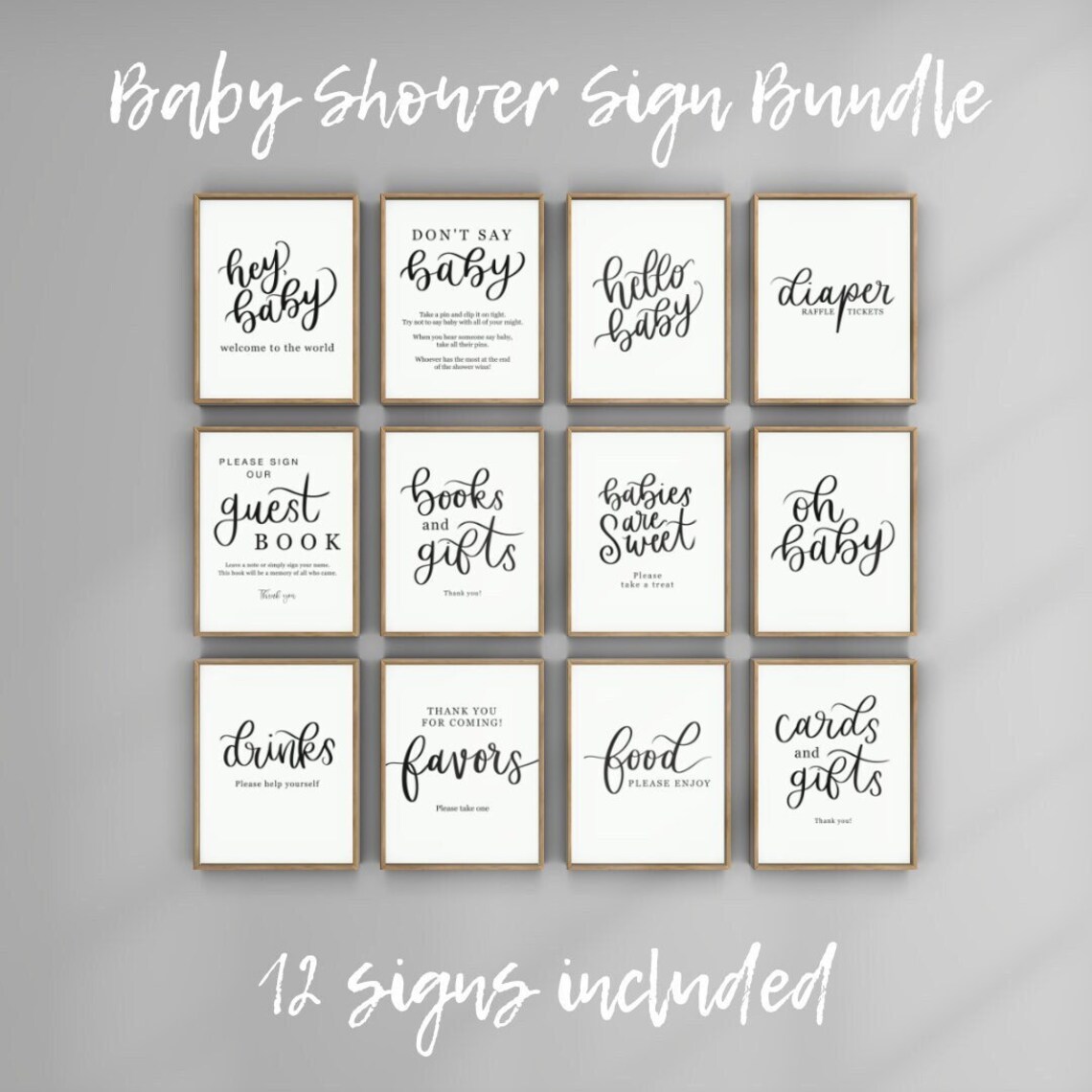 Baby Shower Sign Bundle | Minimalistic Baby Shower Printable Signs ...
