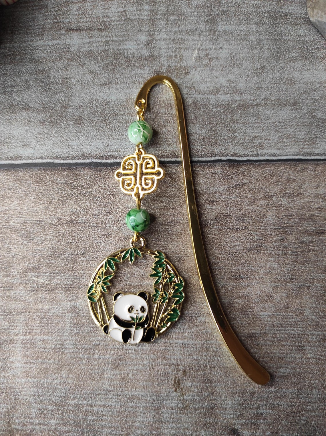 Bookmark Inspired by Asia, Panda, Bamboo, Ceramic Pearl. - Etsy