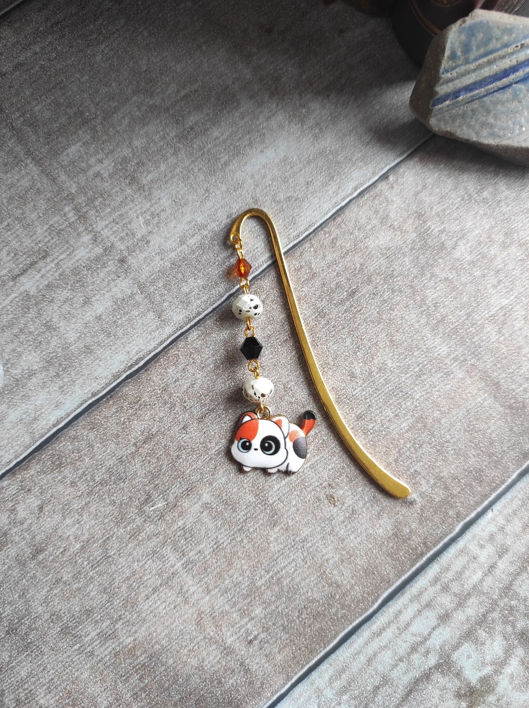 Cat Bookmark, Tricolor, Very Cute, Kawaii - Etsy UK