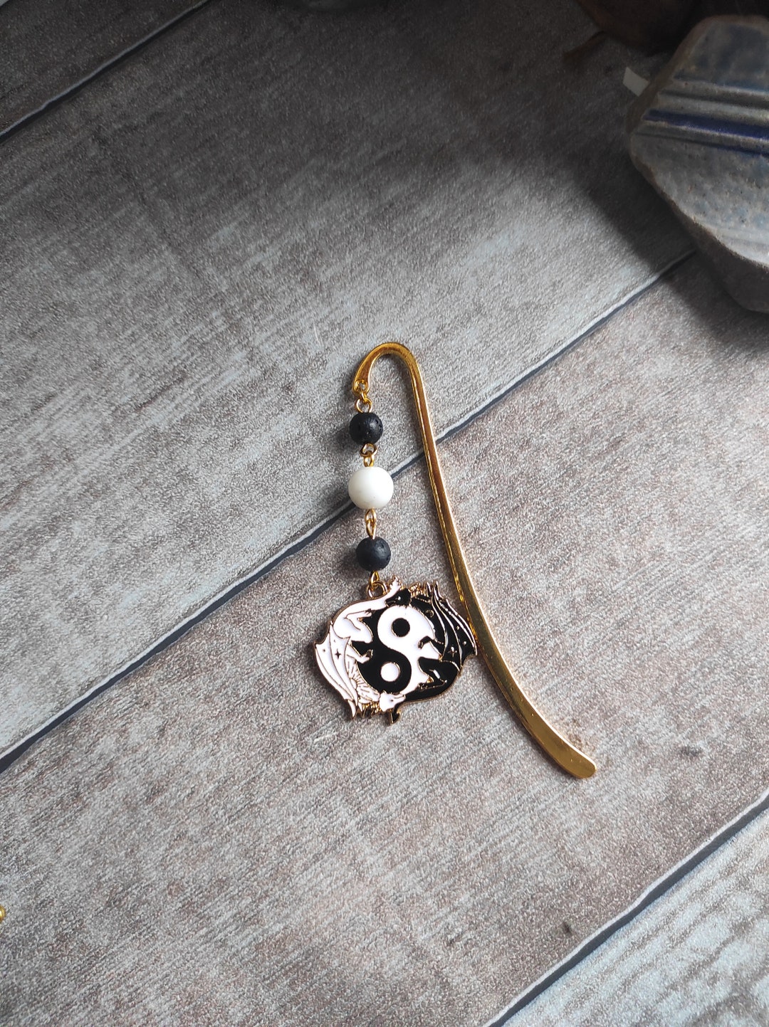 Dragons Bookmark, Yin and Yang, Perfect Match, Couple, White and Black ...