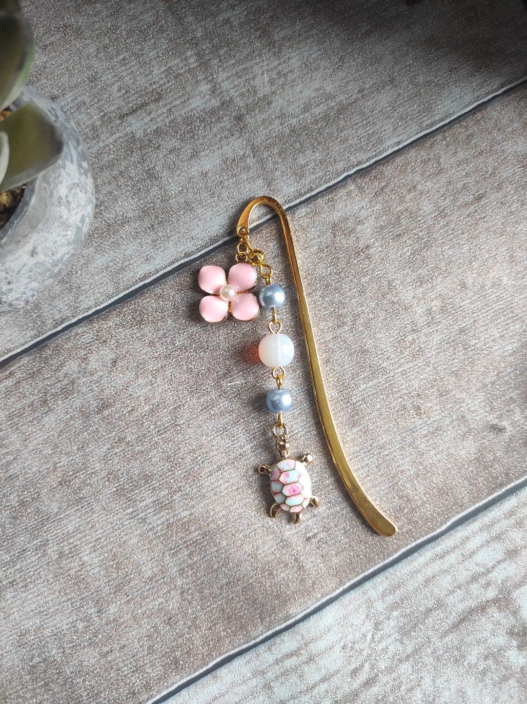 Turtle Bookmark, Sakura Motif and Its Flower. - Etsy