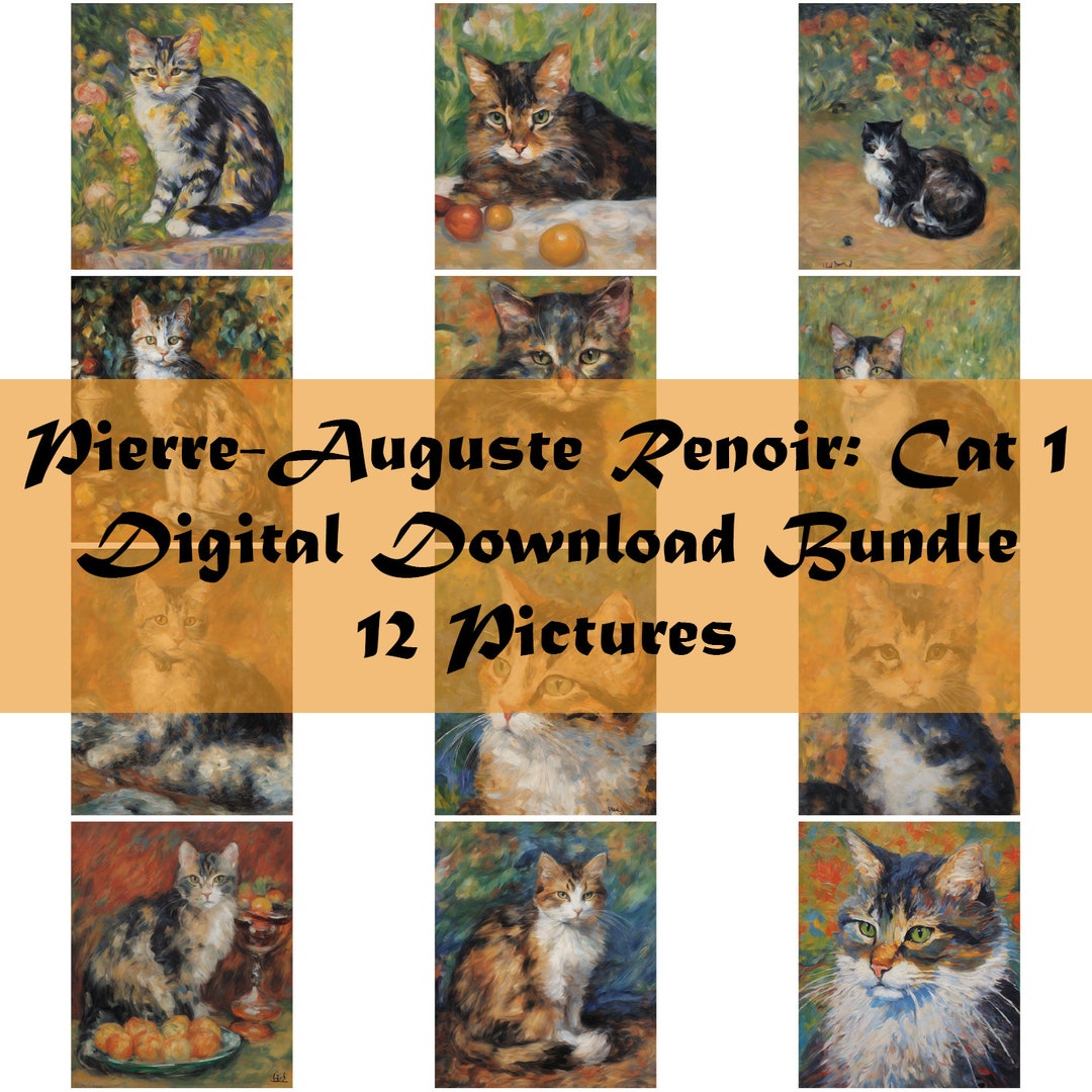 Cats in Pierre-auguste Renoir Style JPG Download Bundle 12 Pictures ...