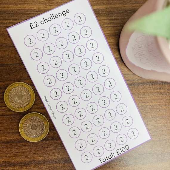 Two Pound Savings Challenge Low Budget Savings Challenge - Etsy