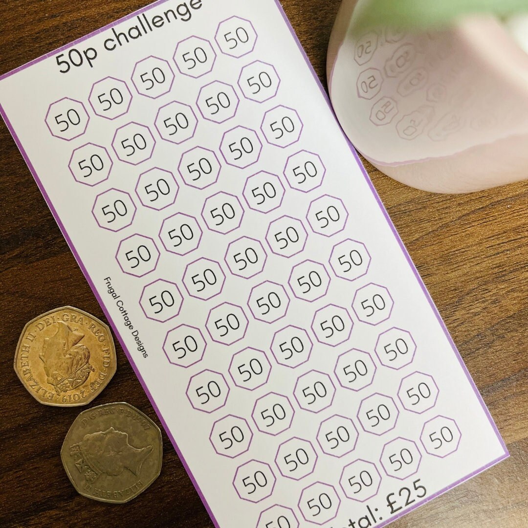 Fifty Pence Savings Challenge | Low Budget Savings Challenge, Cash ...