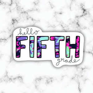 Hello Fifth Grade Sticker | 5th Grade Sticker | Back to School ...