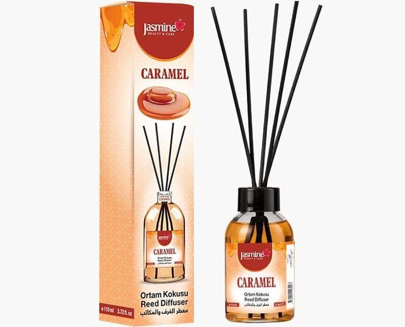 Jasmine Turkish Caramel REED Diffuser 110ml, With 4 Sticks for Your ...