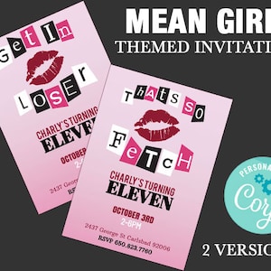 Two Mean Girls Inspired Birthday Invitation Editable Digital Download ...
