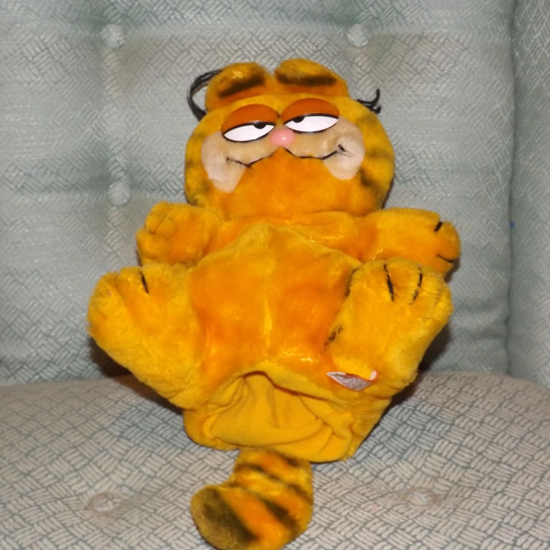 LARGE Garfield Hand Puppet Plush Vintage Dakin Toy Weird Unique 12 ...