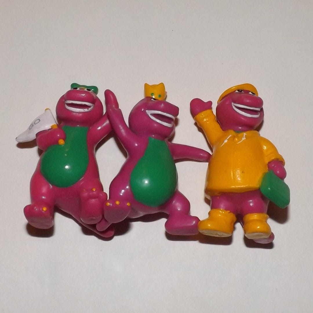 3 Barney PVC Figures 1990's Flag Raincoat Crown Collectible 90s Vintage ...