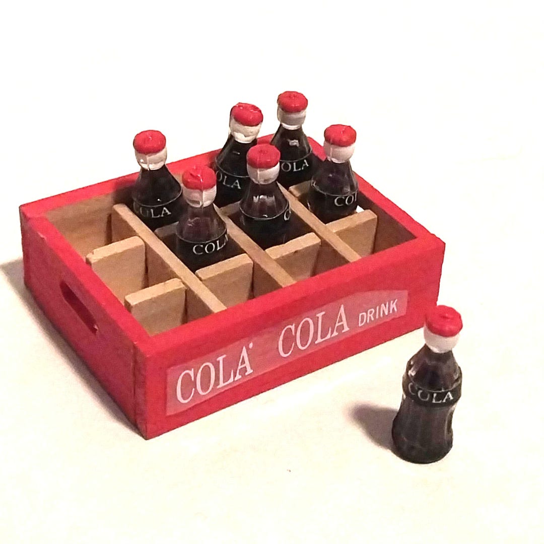 Coca Cola Miniature Bottle Mini Case Wood Dollhouse Small Drinks ...