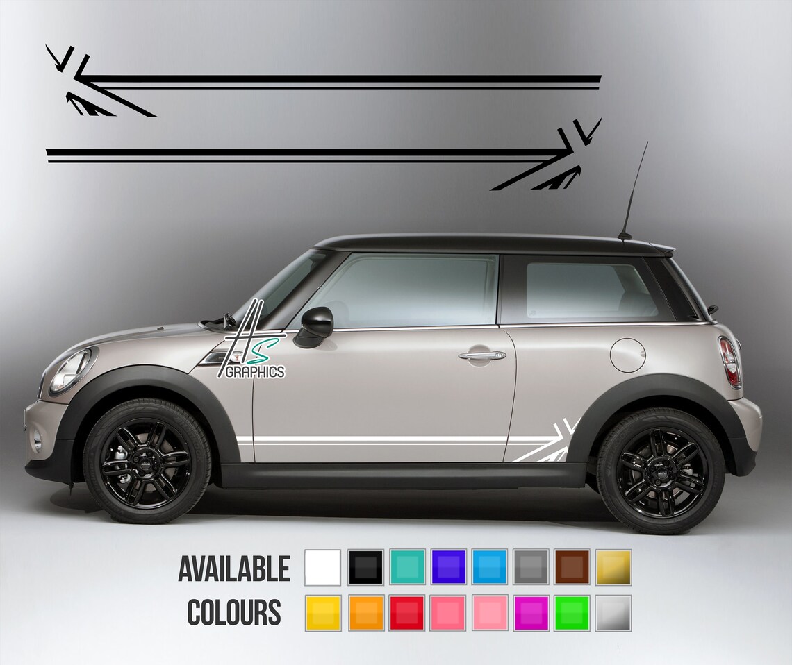 Mini Cooper Side Stripes, Union Jack Stripes for Side Skirt, Racing ...