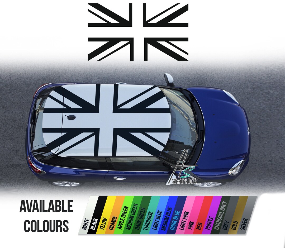 Mini Cooper Roof Union Jack, Racing Decoration Decals, Adhesive Vinyl ...